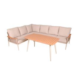 Gartenlounge-Set Garden Pleasure "TULUM", sandbeige, braun, sandbeige, B:175cm H:90cm T:235cm, Aluminium, Baumwolle, Kunststoff, Sitzm&ouml;bel-Sets, mit Polsterung, Eckgruppe