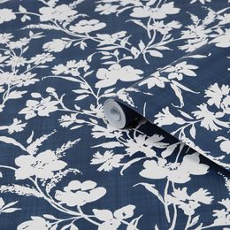 Vliestapete Laura Ashley "Rye", blau, B:0,52m L:10m, Vlies, Tapeten, 10mx52cm