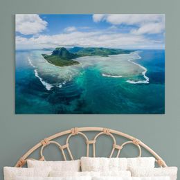 Akustikbild Mauritius Luftaufnahme mit Strand und Riff