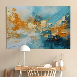 Akustikbild Impasto T&uuml;rkis und Ocker