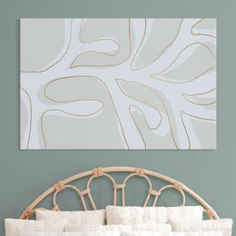 Akustikbild Beige Blattstrukturen mit goldenen Linien