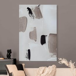 Akustikbild Pinselstriche auf cremefarbener Leinwand