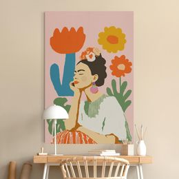 Akustikbild Tr&auml;umende Frida mit Blumen II