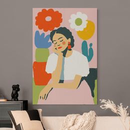 Akustikbild Tr&auml;umende Frida mit Blumen I