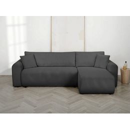 Ecksofa OTTO HOME "JONAA L-Form, 241cm - OTTO. Verl&auml;ssliche Qualit&auml;t.", anthrazit, B:241cm H:79cm T:52cm, Sofas, Ecksofa, Schlaffunktion(133/200), Bettkasten, Cord, Struktur, Unser Tiefpreis
