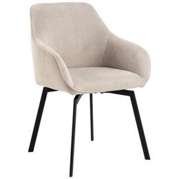 Mid.you Armlehnstuhl, Beige, Metall, Textil, eckig, Rundrohr, 58.5x83.5x55.5 cm, FSC Mix, automatische R&uuml;ckholfunktion, Esszimmer, St&uuml;hle, Esszimmerst&uuml;hle, Vierfu&szlig;st&uuml;hle