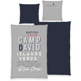 Wendebettw&auml;sche CAMP DAVID "Jerre", grau, B/L: 135cm x 200cm, 1 Stk., 1 Stk., Renforc&eacute;, B/L: 40cm x 80cm, 2 tlg., Renforc&eacute;, Obermaterial: 100% Baumwolle, Bettw&auml;sche, Wendebettw&auml;sche, NEUHEIT Bettw&auml;sche ab 135x200cm, mit Schriftzug