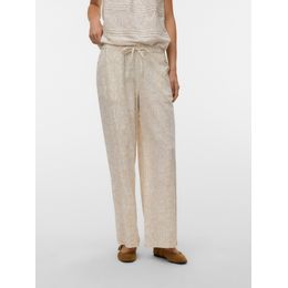 V&eacute;ro Moda Schlupfhose VERO MODA "VMDICTHE NW WIDE TIE PANT WVN GA", Damen, Gr. L, N-Gr, pumice stone aop:ally, Web, Obermaterial: 100% Baumwolle, bedruckt, oversize lang, Hosen Schlupfhose, Baumwolle, oversize