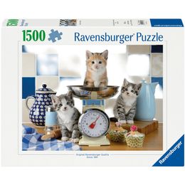 Puzzle Ravensburger "K&auml;tzchen in der K&uuml;che", bunt, Puzzles, KinderB:80cm H:60cm, Pappe, Motiv, Made in Germany, B:80cm H:60cm