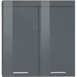 H&auml;ngeschrank Welltime "Avena", grau, grau hochglanz, B:73cm H:77cm T:23cm, Schr&auml;nke, H&auml;ngeschrank, Badschrank breit mit verstellbaren B&ouml;den - Ma&szlig;e (B/T/H) 73/23/77 cm