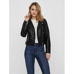 V&eacute;ro Moda Lederimitatjacke VERO MODA "VMKERRI ULTRA", Damen, Gr. XL, schwarz, Web, Obermaterial: 50% Polyester, 50% Viskose. Beschichtung: 100% Polyurethan. Futter: 100% Polyester, unifarben, sehr figurbetont taillenlang, mit Rei&szlig;verschluss, Jacken
