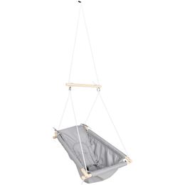 Nestschaukel-Sitz Roba "H&auml;ngesitz", grau (taupe, holzfarben), Schaukelsitze, Kinder, bis 30 kg, Massivholz, H&auml;ngesessel mit abnehmbarem Liege-/Sitzpolster und Schrittgurt, B:61cm H:28cm T:76cm