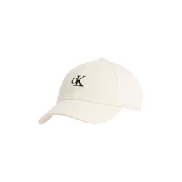 Baseball Cap Calvin Klein Jeans "EMBROIDERED MONOGRAM CAP", Herren, wei&szlig; (bone wei&szlig;), Stoff, Baumwolle, unifarben, Caps, mit Logostickerei