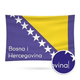 Bosnien und Herzegowina Flagge mit Wunschtext | Fanartikel EM & WM | Bosnien und Herzegowina Fahne im Wunschformat | National- & L&auml;nderflaggen drucken