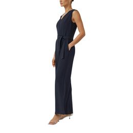 Overall s.Oliver BLACK LABEL, Damen, Gr. 44, N-Gr, navy, Web, Obermaterial: 93% Polyester, 7% Elasthan, unifarben, figurbetont normal, V-Ausschnitt, Overalls Overall, mit V-Ausschnitt, mit G&uuml;rtel