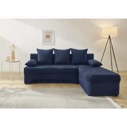 Jockenh&ouml;fer Ecksofa JOCKENH&Ouml;FER GRUPPE "Polaris L-Form, B: 191 cm", dunkelblau 485, 22, B:191cm H:87cm T:142cm, Korpus: 100% Polyester;Kissen: 100% Polyester, Sofas, Ecksofa, mit Bettfunktion & Bettkasten, Unser Dauertiefpreis, Topseller