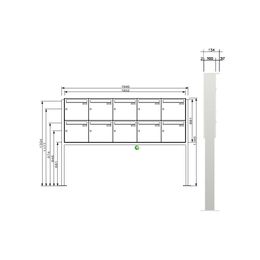 Renz ONZO 10er freistehende Briefkastenanlage in V2A Edelstahl mit Soft Close(Fu&szlig;platten)
