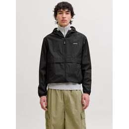Jack & Jones Regenjacke JACK & JONES "JCOCLUB RAIN JACKET", Herren, Gr. L, schwarz, Web, Obermaterial: 100% Polyester, unifarben, regular fit normal, elastischer Bund, Jacken Regenjacke, mit Kapuze