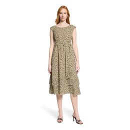 Chiffonkleid Betty Barclay "Damen mit Bindeg&uuml;rtel", Damen, Gr. 36, Normalgr&ouml;&szlig;en, beige, khaki, Obermaterial: 100% Polyester; Futter: 65% Polyester, 35% Viskose, figurumspielend lang, U-Boot-Ausschnitt, Kleider Chiffonkleid