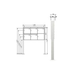 Renz ONZO 5er freistehende Briefkastenanlage in V2A Edelstahl mit Soft Close(Fu&szlig;platten)