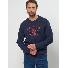 Rundhalspullover VINSON "VINSON Pullover VMToke", Herren, Gr. L, schwarz sapphire, Obermaterial: 80% Baumwolle, 20% Polyester, Pullover Rundhalspullover
