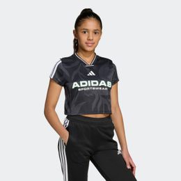T-Shirt adidas Sportswear "HOUSE OF TIRO COLORS OF KIDS CROP", M&auml;dchen, Gr. 164, wei&szlig; (carbon, schwarz, wei&szlig;), Obermaterial: 100% Polyester, V-Ausschnitt, Shirts T-Shirt