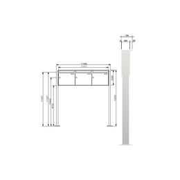 Renz ONZO 3er freistehende Briefkastenanlage in V2A Edelstahl mit 2ten Namensschild (Fu&szlig;platten)