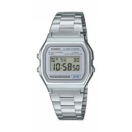 Chronograph CASIO VINTAGE, edelstahlfarben, grau, Armbanduhren, Damen, Chronograph, Quarzuhr, Armbanduhr, Damenuhr, Herrenuhr, Edelstahlarmband, digital