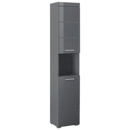 Hochschrank Welltime "Avena", grau, grau hochglanz, B:37cm H:190cm T:31cm, Schr&auml;nke, Hochschrank, Badschrank mit 2 T&uuml;ren & 1 Fach - (B/T/H) 37/31/190 cm