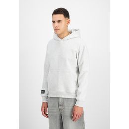 Hoodie Alpha Industries "Label Hoodie Backprint ", Herren, Gr. L, pastel grau melange, Obermaterial: 80% Baumwolle, 20% Polyester, regular fit, Sweatshirts Hoodie