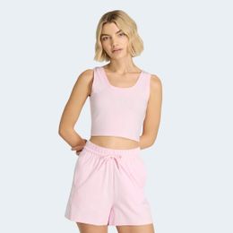 Tanktop adidas Sportswear "ESSENTIALS SMALL LOGO COTTON LIFESTYLE", Damen, Gr. L, clear pink, Obermaterial: 93% Baumwolle, 7% Elasthan, Rundhals, Tops Tanktop, schmale Passform, leichtes und luftiges Design