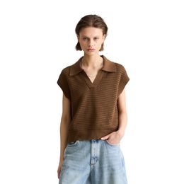 Marc O'Polo Strickpullover MARC O'POLO DENIM "aus Organic Cotton", Damen, Gr. L, umbra braun, Obermaterial: 100% Baumwolle, unifarben, Pullover Strickpullover