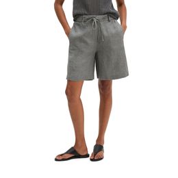 Marc O'Polo Shorts MARC O'POLO "mit elastischem Bund", Damen, Gr. 36, Normalgr&ouml;&szlig;en, slate grau melange, Obermaterial: 100% Leinen, unifarben, regular fit kurz, Hosen Shorts