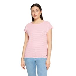 BETTY & CO Kurzarmshirt BETTY & CO "Damen mit Gummizug", Damen, Gr. L, pink, cream, Obermaterial: 92% Baumwolle, 7% Polyester, 1% Elasthan, loose fit normal, Rundhals, Shirts