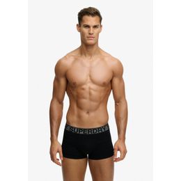 Boxershorts Superdry "TRUNK TRIPLE PACK", Herren, Gr. M, 3 Stk., schwarz, grau, Jersey, Obermaterial: 95% Baumwolle, 5% Elasthan, unifarben, k&ouml;rpernah, Unterhosen
