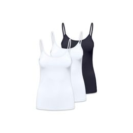 T-Shirt Only "T-Shirt ONLEA NEW SINGLET JRS 3P 3er Pack", Damen, Gr. L, bunt (2xwei&szlig;, blau), Obermaterial: 94% Polyamid PA. 6% Elasthan EL., Shirts T-Shirt