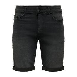 Only & Sons Shorts ONLY & SONS "ONSPLY PIM DNM SHORTS", Herren, Gr. L, N-Gr, washed schwarz, Web, Obermaterial: 65% Baumwolle, 18% Polyester, 15% Viskose, 2% Elasthan, unifarben, regular fit, Hosen Shorts