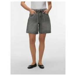 V&eacute;ro Moda Shorts VERO MODA "VMWIEN MR BELT SHORTS MIX GA NOOS", Damen, Gr. M, N-Gr, light grau denim, Denim/Jeans, Obermaterial: 80% Baumwolle, 20% Polyester, unifarben, relaxed fit kurz, Hosen Shorts, Baumwollmischung, relaxed fit
