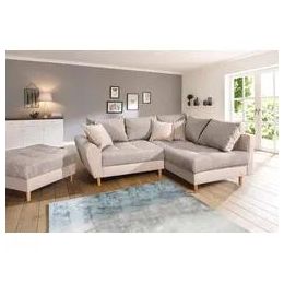 Ecksofa Home Affaire "Rice L-Form, B: 223 cm - OTTO. Verl&auml;ssliche Qualit&auml;t.", grau (taupe), B:223cm H:47cm T:184cm, Luxus-Microfaser (100% Polyester);Struktur fein (100% Polyester);Microfaser PRIMABELLE (100% Polyester);Samtoptik (100% Polyester), Sofas, Ecksofa, Set: Sofa & Hocker, 3 Zierkissen, Federkern