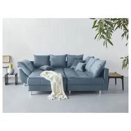 Ecksofa Collection AB "Innsbruck L-Form, B: 247 cm", blau, B:247cm H:87cm T:189cm, Microfaser PRIMABELLE (100% Polyester), Struktur (90% Polyester, 10% Polyacryl), Samtvelours (100% Polyester), Luxus-Microfaser Antiklederoptik (100% Polyester), Sofas, Ecksofa, Ecksofa und Hocker, Recamiere links oder rechts montierbar
