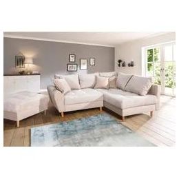 Ecksofa Home Affaire "Rice L-Form, B: 223 cm - OTTO. Verl&auml;ssliche Qualit&auml;t.", beige, B:223cm H:47cm T:184cm, Luxus-Microfaser (100% Polyester);Struktur fein (100% Polyester);Microfaser PRIMABELLE (100% Polyester);Samtoptik (100% Polyester), Sofas, Ecksofa, Set: Sofa & Hocker, 3 Zierkissen, Federkern