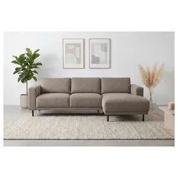 Ecksofa Home Affaire "Sveeva, L-Form, B.238 cm, schwarze Metallf&uuml;&szlig;e", braun, B:238cm H:78cm T:142cm, 100% PES, Sofas, Ecksofa, langlebiger Webstoff, mit Wellenunterfederung, viele Farben