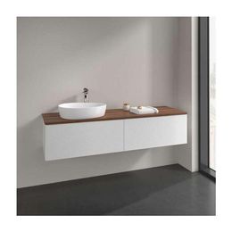 Villeroy & Boch Villeroy und Boch Antao Waschtisch-Unterschrank L37152GF mit Beleuchtung, 2 Ausz&uuml;ge, 1600 x 360 x 500 mm, Front mit Struktur, Glossy White Lacquer / Warm Walnut