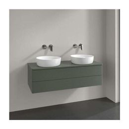 Villeroy & Boch Villeroy und Boch Antao Waschtisch-Unterschrank L24150HL mit Beleuchtung, 2 Ausz&uuml;ge, 1200 x 360 x 500 mm, Front mit Struktur, Leaf Green Matt Lacquer / Leaf Green Matt Lacquer