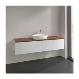 Villeroy & Boch Villeroy und Boch Antao Waschtisch-Unterschrank L36012GF mit Beleuchtung, 2 Ausz&uuml;ge, 1600 x 360 x 500 mm, Front ohne Struktur, Glossy White Lacquer / Warm Walnut