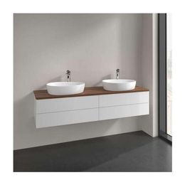 Villeroy & Boch Villeroy und Boch Antao Waschtisch-Unterschrank L28052GF mit Beleuchtung, 4 Ausz&uuml;ge, 1600 x 360 x 500 mm, Front ohne Struktur, Glossy White Lacquer / Warm Walnut
