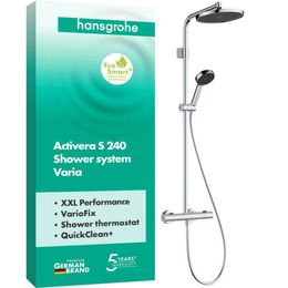 Hansgrohe Activera S Duschsystem 240 1jet 28083000 EcoSmart+ mit Ecostat Fine Varia Thermostat, wassersparend 6 l/min, chrom
