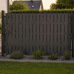 Sichtschutzstreifen vertikal anthrazit mit Klemmschienen Einstabmattenzaun Zaunfolie g&uuml;nstig