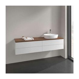 Villeroy & Boch Villeroy und Boch Antao Waschtisch-Unterschrank L27112GF mit Beleuchtung, 4 Ausz&uuml;ge, 1600 x 360 x 500 mm, Front mit Struktur, Glossy White Lacquer / Warm Walnut