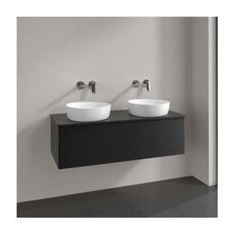 Villeroy & Boch Villeroy und Boch Antao Waschtisch-Unterschrank L35150PD mit Beleuchtung, 1 Auszug, 1200 x 360 x 500 mm, Front mit Struktur, Black Matt Lacquer / Black Matt Lacquer